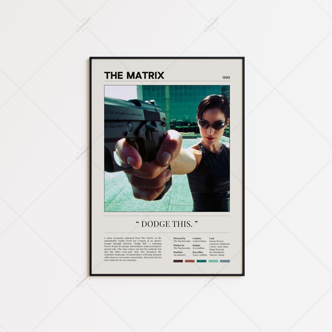 The Matrix 1999 Movie Poster Carrie-anne Moss Vintage Minimalist Art ...