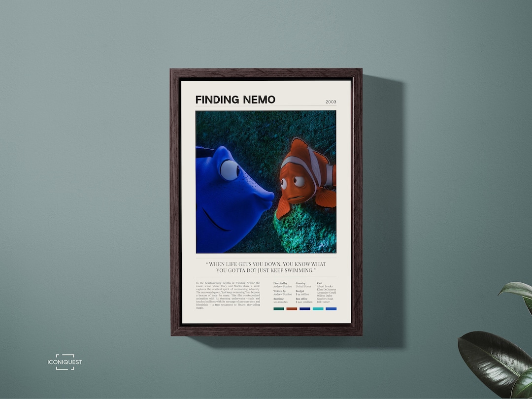 Finding Nemo Movie Poster | Just Keep Swimming | Pixar Film | Andrew ...