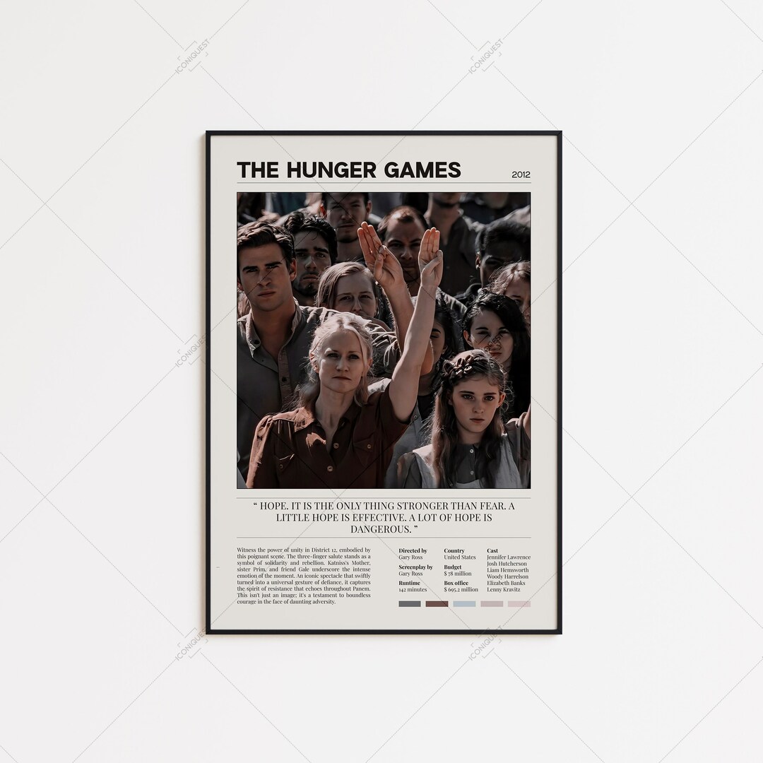 Hunger Games Poster Iconic Three Finger Salute Scene Vintage Minimalist ...