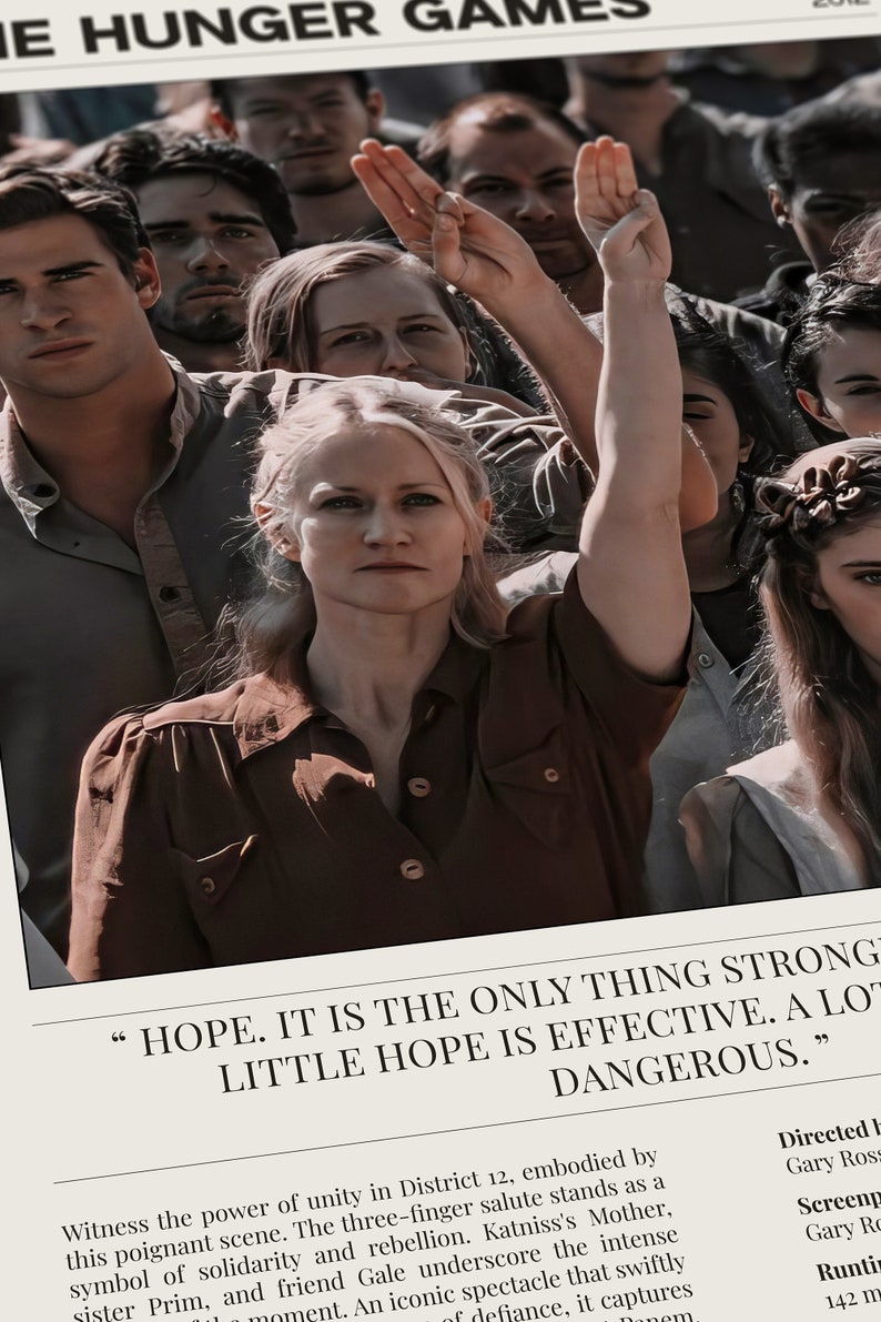Hunger Games Poster Iconic Three Finger Salute Scene Vintage Minimalist ...