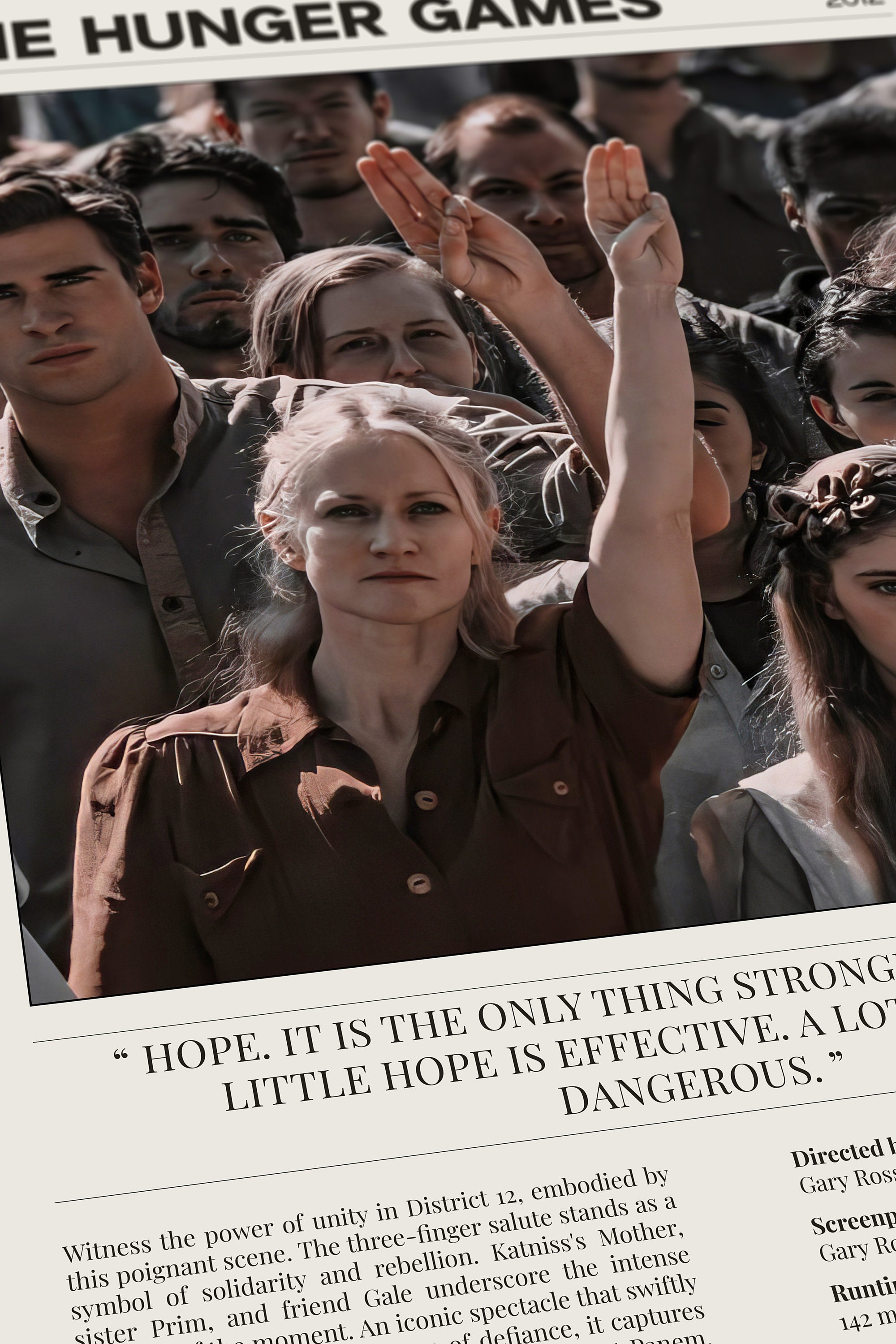 Hunger Games Poster Iconic Three Finger Salute Scene Vintage Minimalist ...