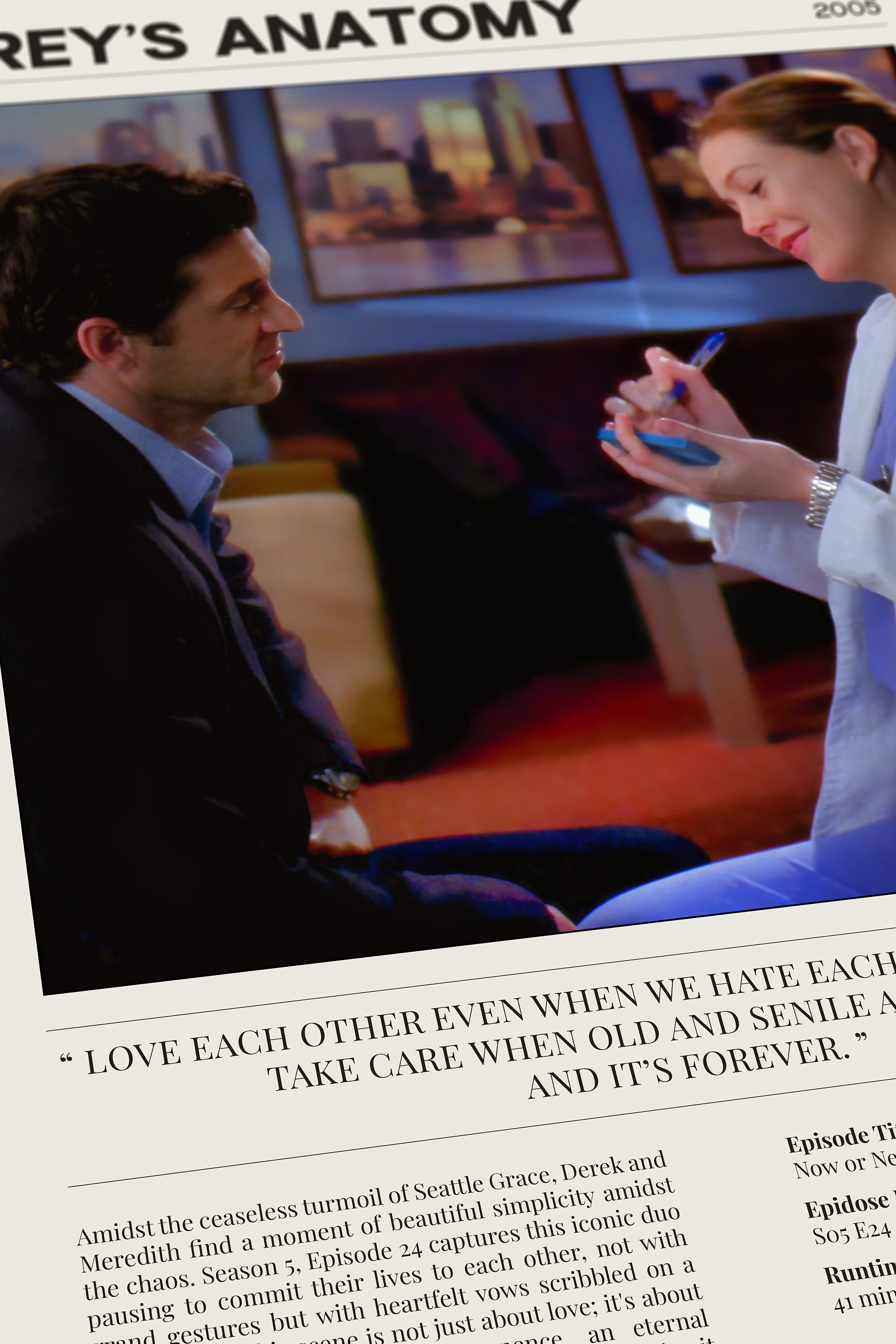 Grey's Anatomy S5E24 Poster | Derek & Meredith's Post-it Vows Scene ...