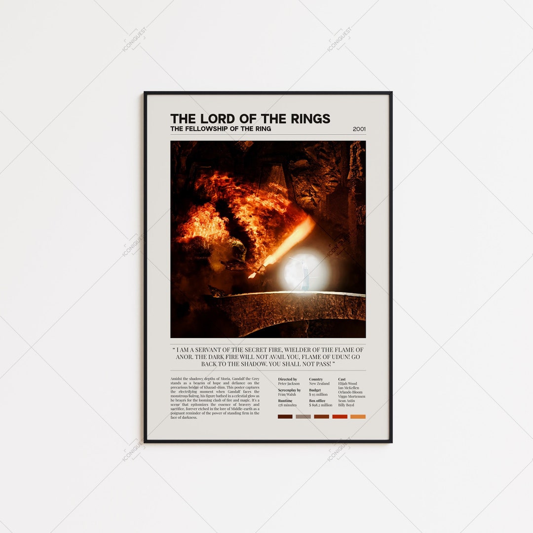 Lord of the Rings Poster Gandalf Vs Balrog LOTR Wall Decor Middle Earth ...