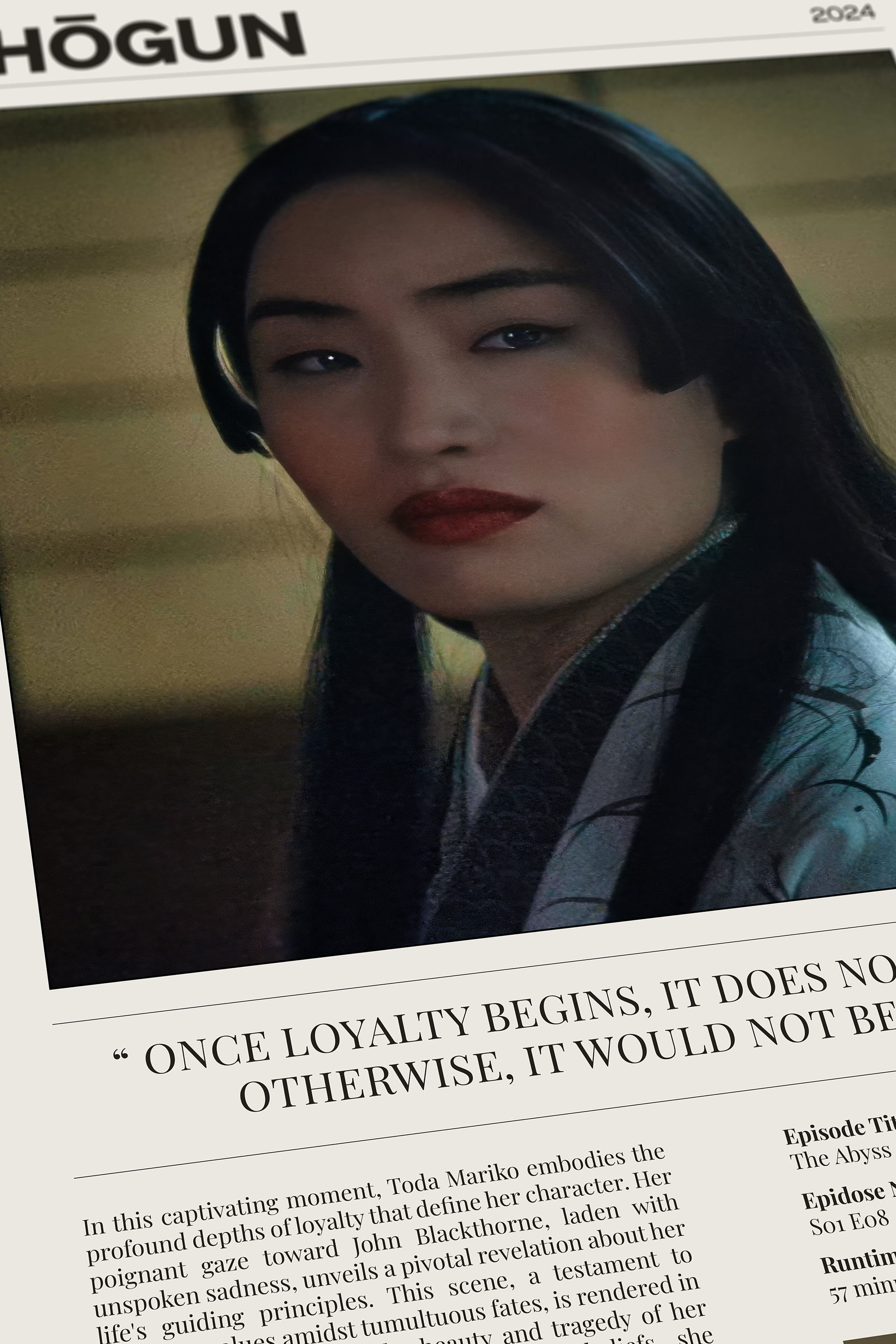 Shogun 2024 TV Show Poster Toda Mariko Vintage Minimalist Art TV Series ...