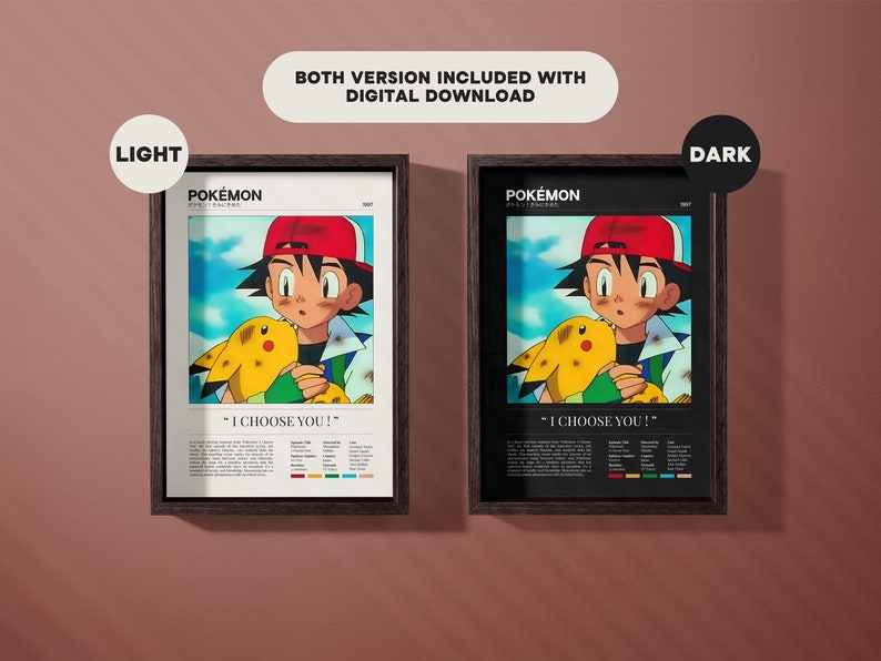 Pokémon S01 E01 Anime Poster | Ash Ketchum | Pikachu Print | Minimalist ...