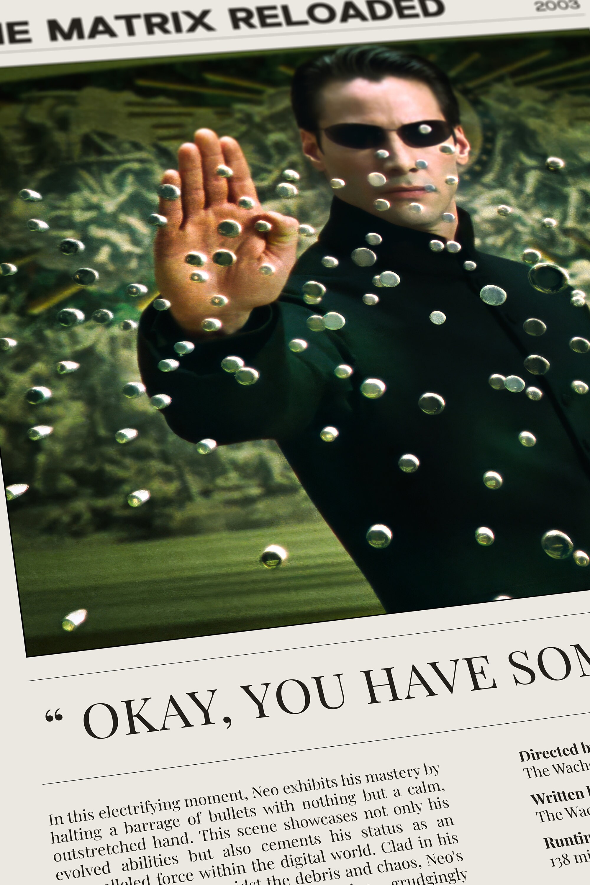 The Matrix Reloaded Movie Poster Keanu Reeves Vintage Minimalist Art ...