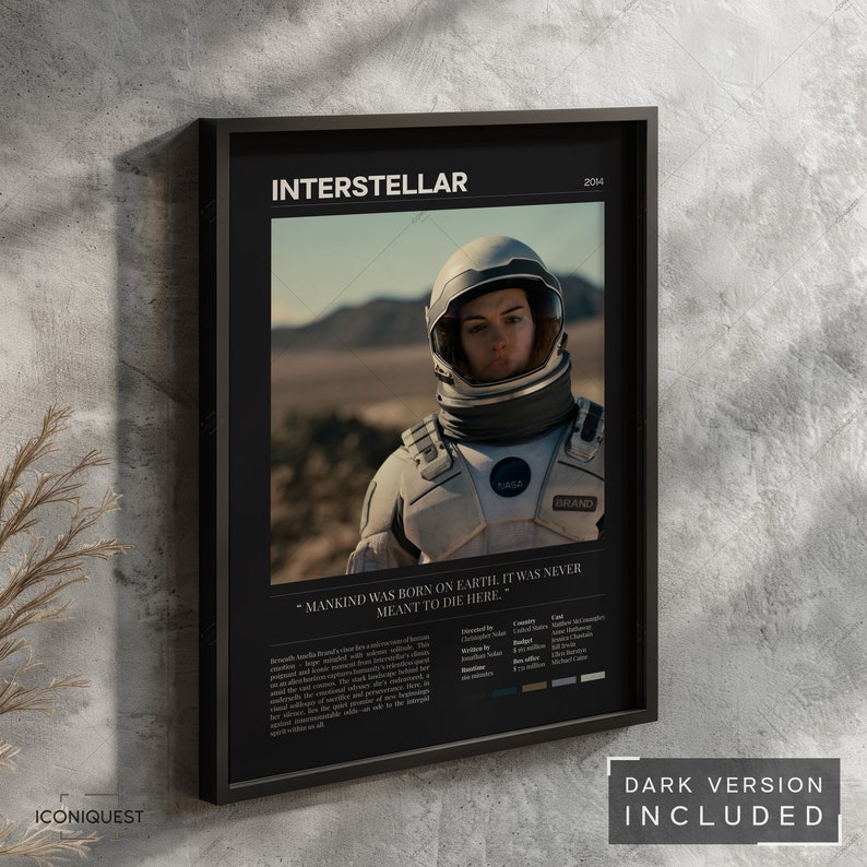 Interstellar Movie Poster Two Posters Included Iconic Amelia Brand Christopher Nolan Minimalist ...