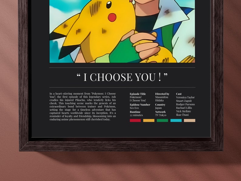 Pokémon S01 E01 Anime Poster | Ash Ketchum | Pikachu Print | Minimalist ...