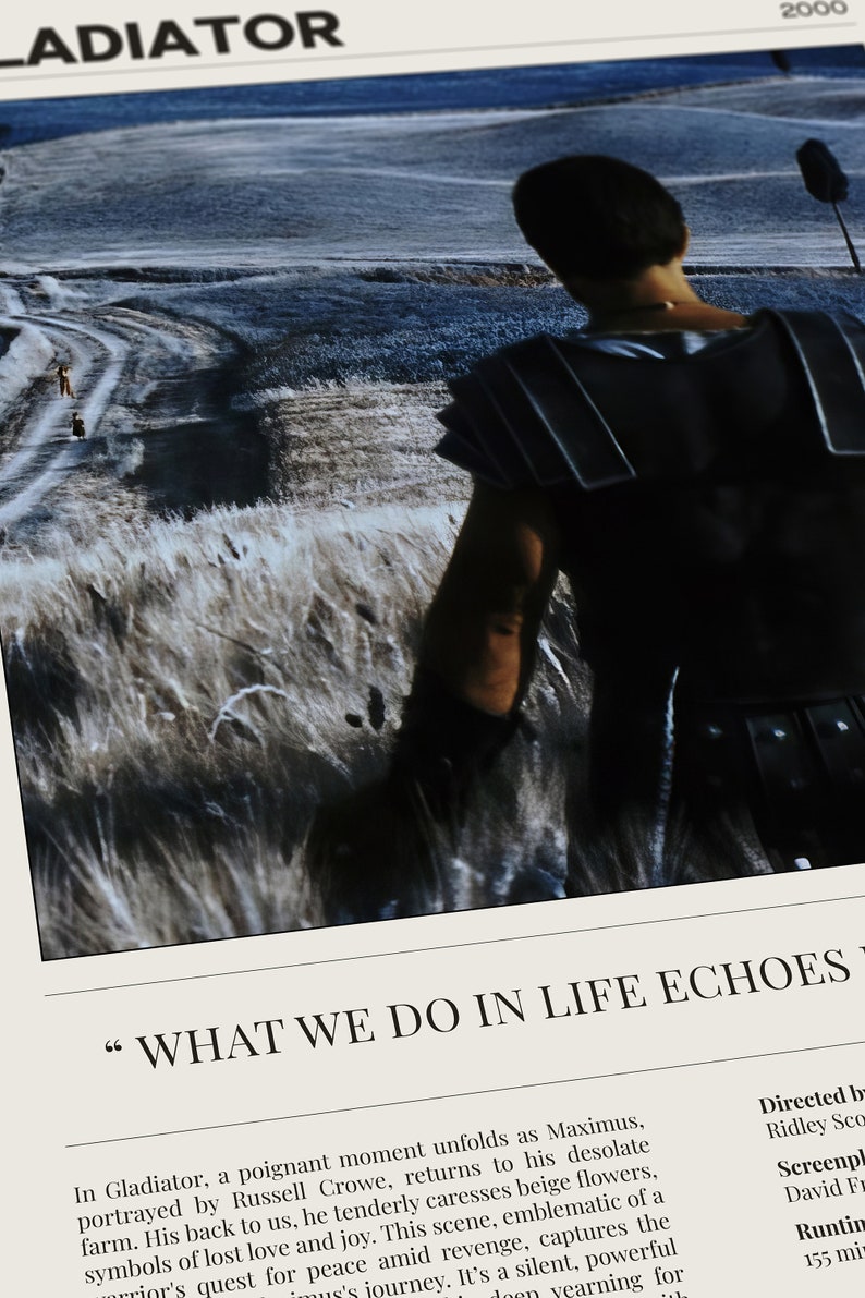 Gladiator Movie Poster | Maximus Farm Scene | Wall Decor | Vintage ...