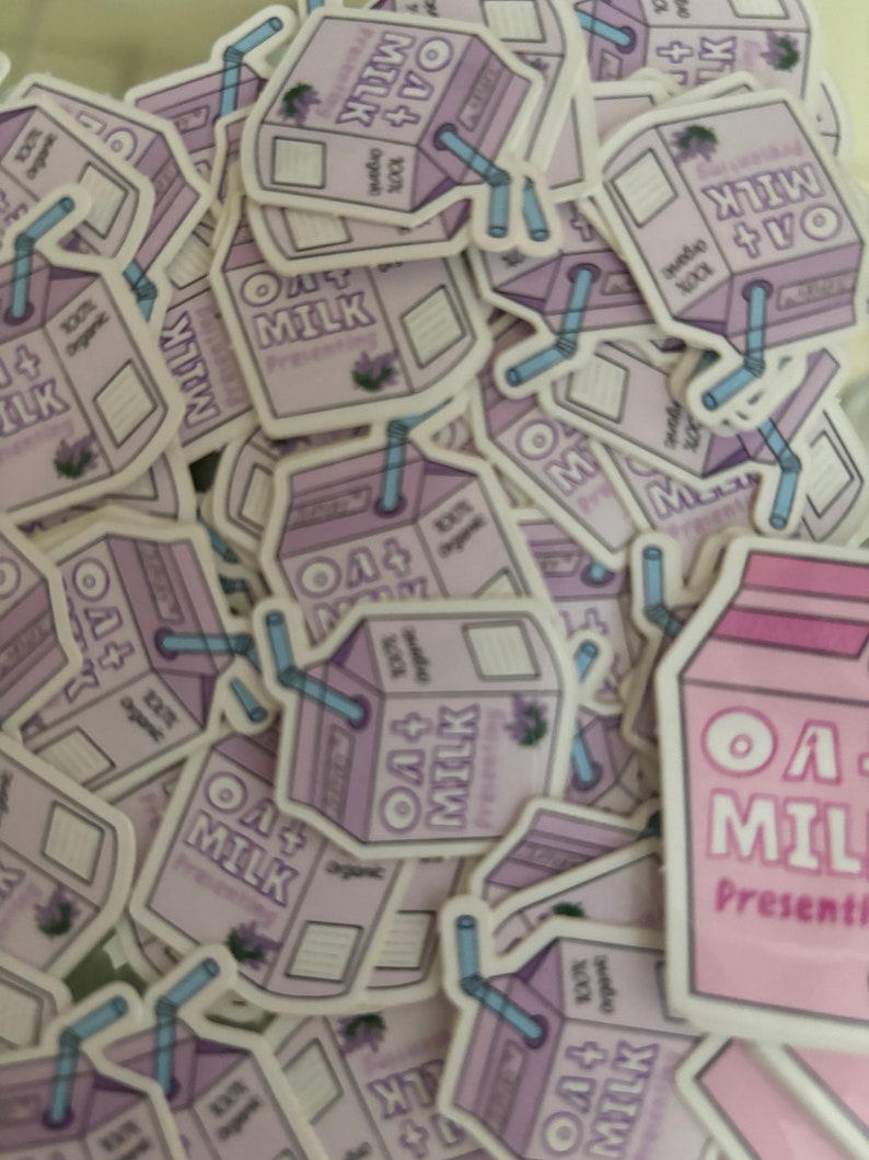 Lavender Oat Milk Presenting Sticker - Etsy