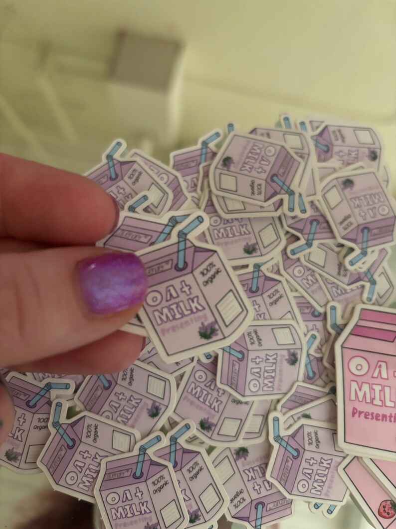 Lavender Oat Milk Presenting Sticker - Etsy
