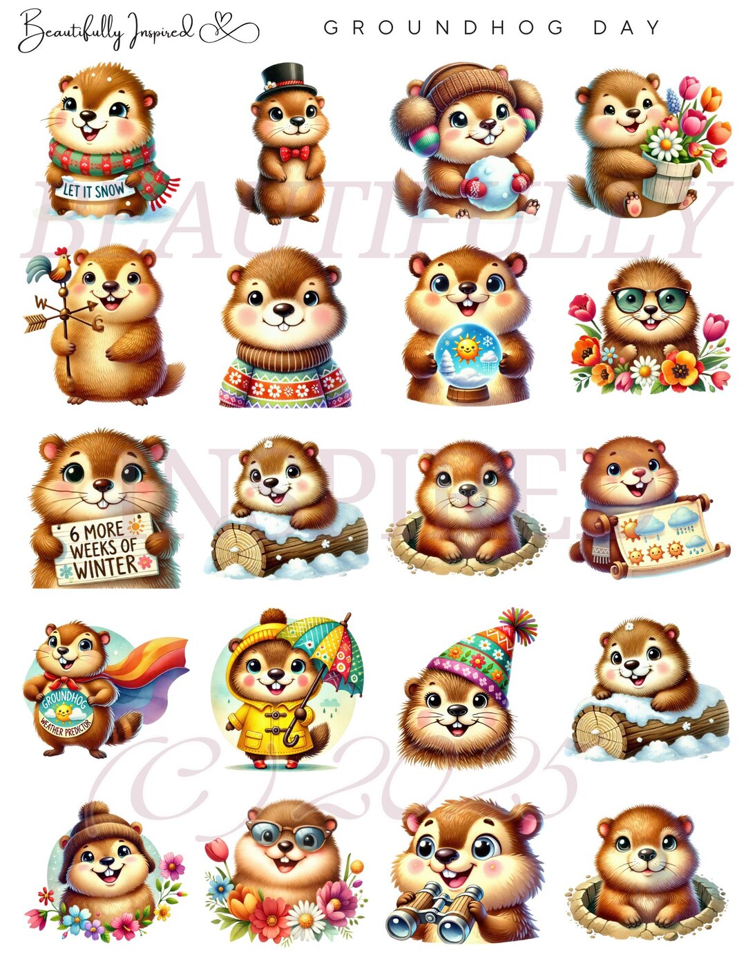 Groundhog Day 8.5 X 11 White Sheet Stickers, Temporary Tattoos ...