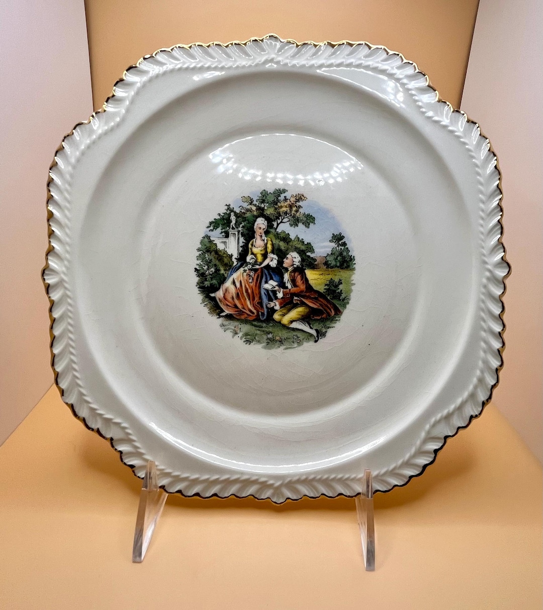 Harker Pottery Co. Fine China Square Edges Plate With 22K Gold Trim ...