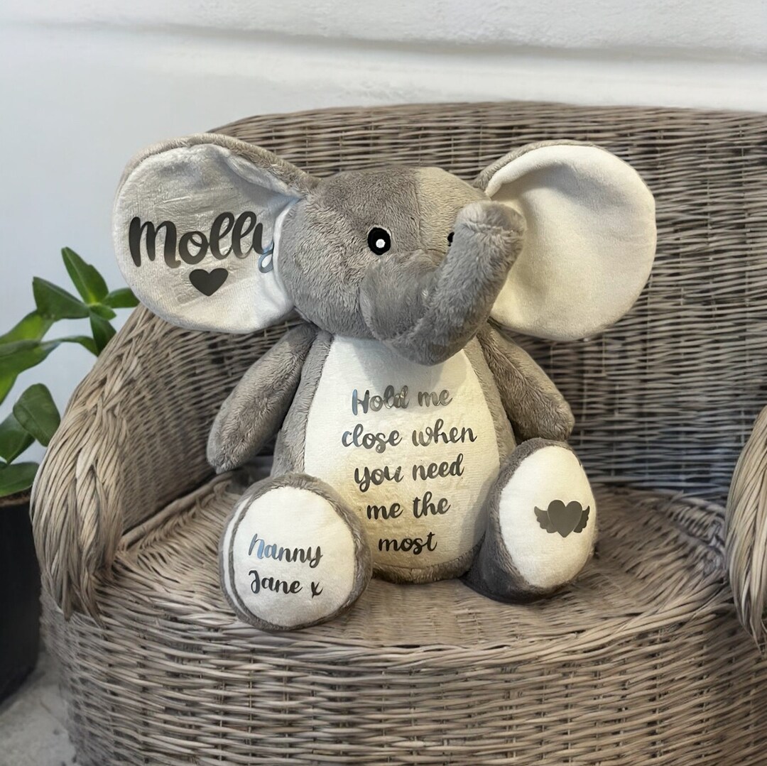 Personalised Memory Teddy Bear Elephant, Remembrance Gift, - Etsy