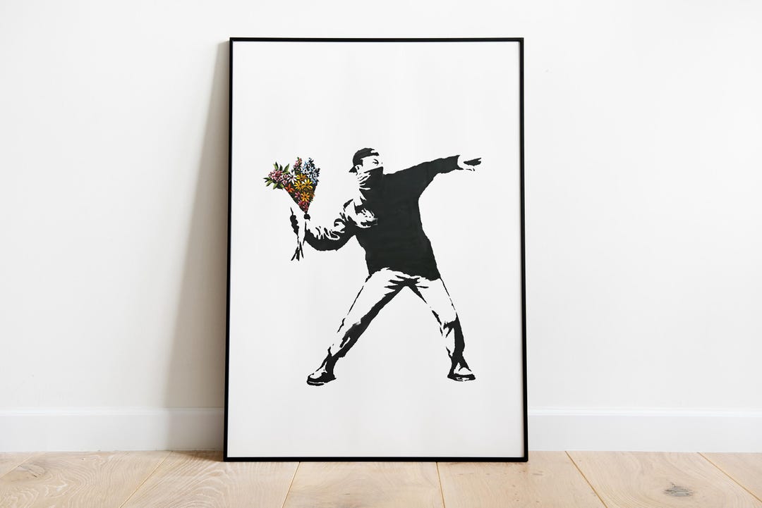 Banksy Art,flower Bomber,throwing Flowers Street Art,banksy Flower ...