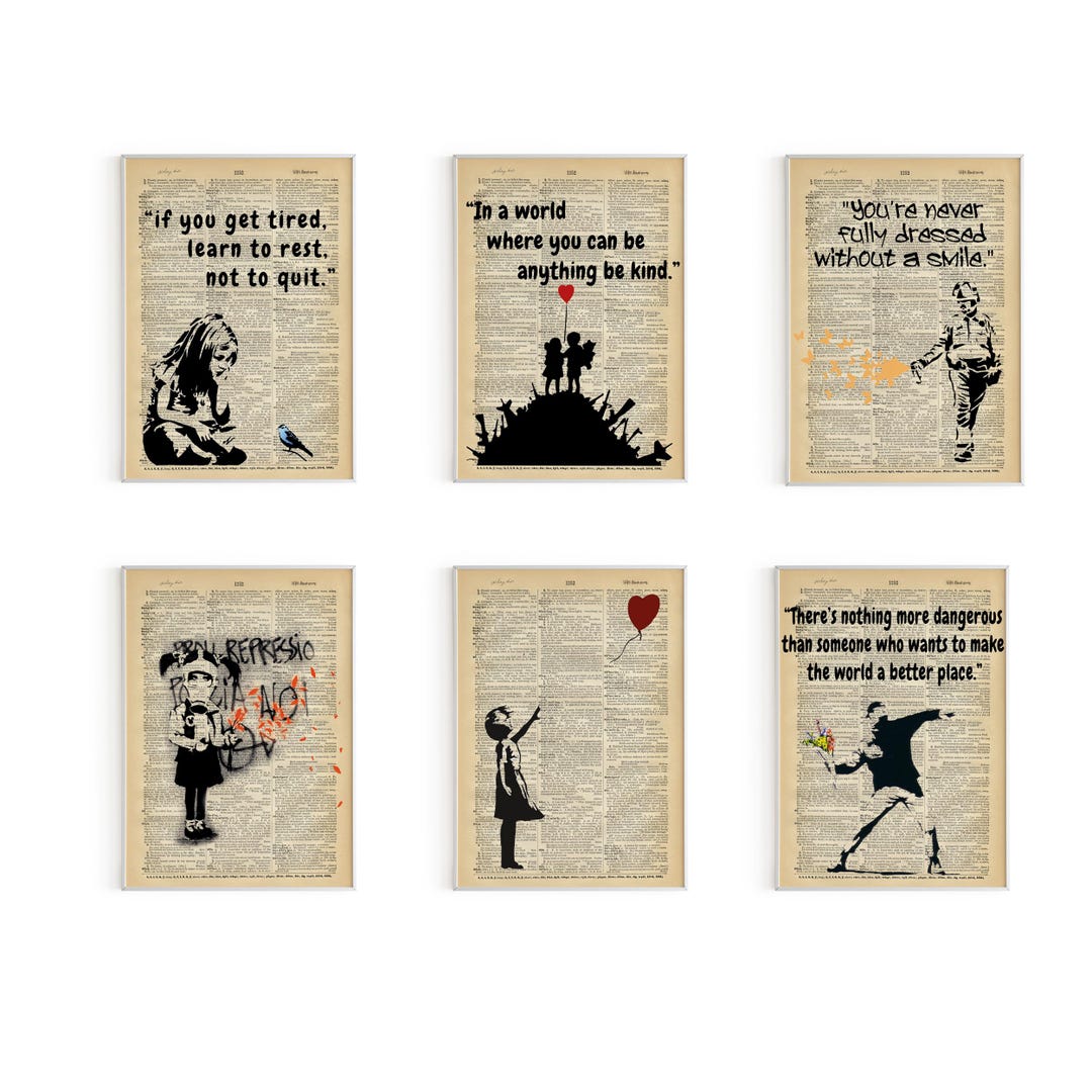 Set of 6 Banksy Poster, Banksy Art,inspirational Quotes Room Decor ...