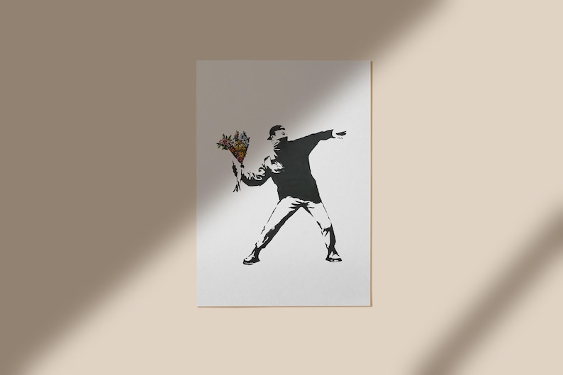 Banksy Art,flower Bomber,throwing Flowers Street Art,banksy Flower ...