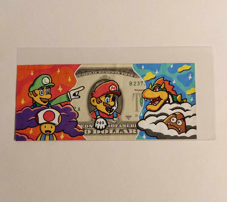 Dollar Art Drawing of Super Mario Signed by Chrisdollarart - Etsy