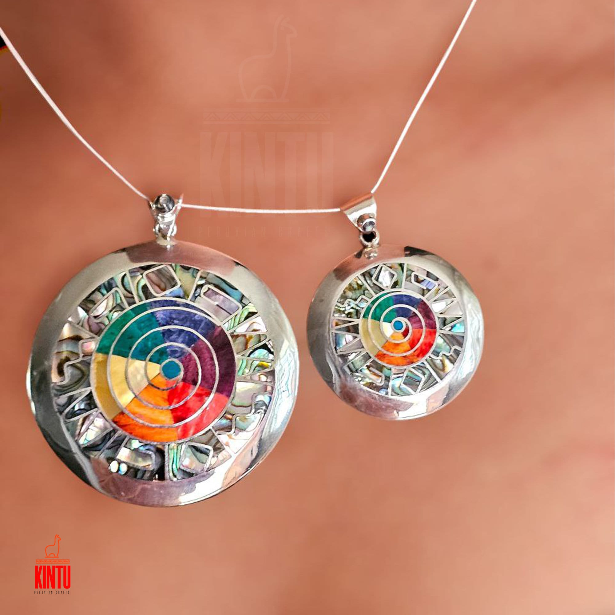 Inca Calendar Pendant With Pachamama - 950 Silver With Natural Stone ...