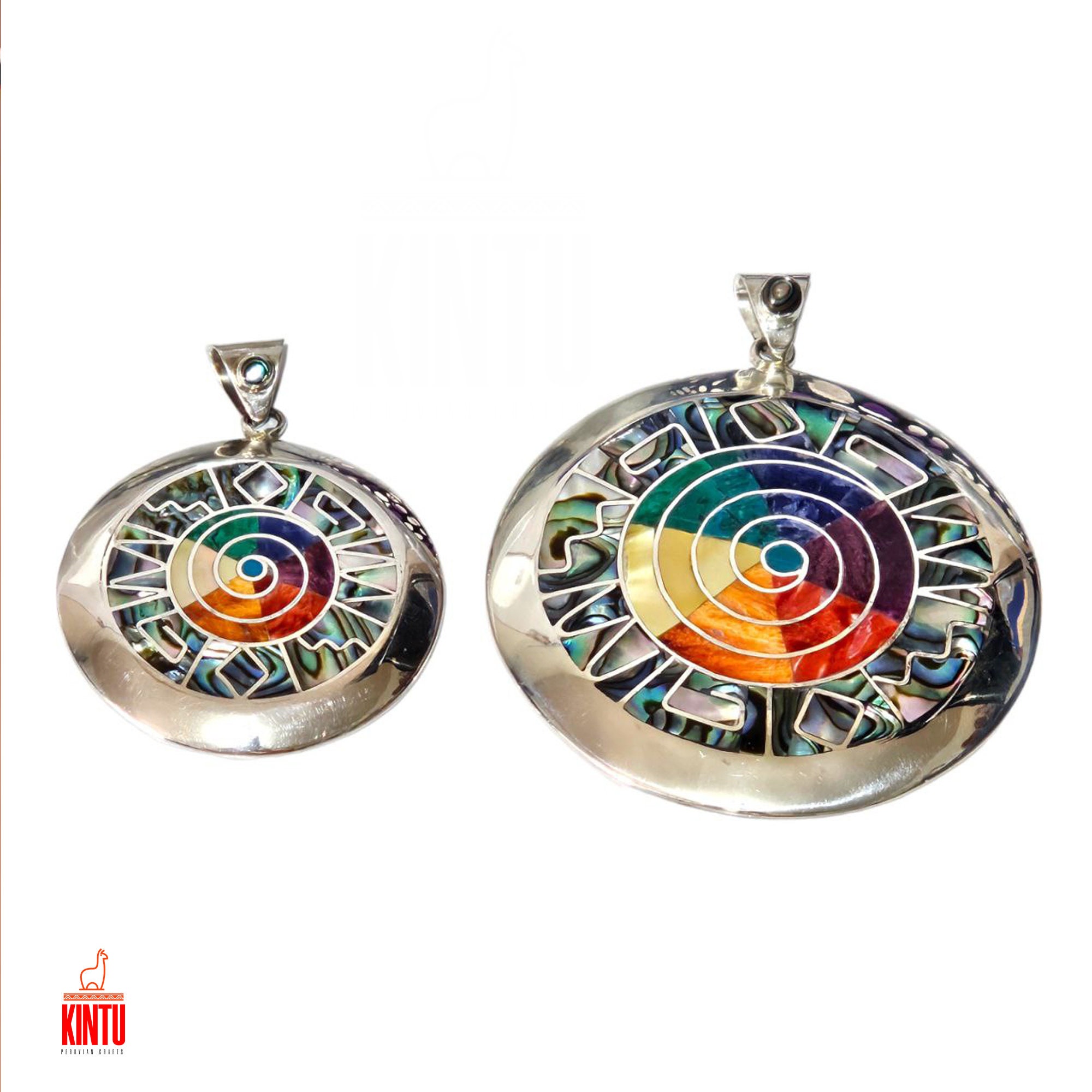 Inca Calendar Pendant With Pachamama 950 Silver With Natural Stone ...