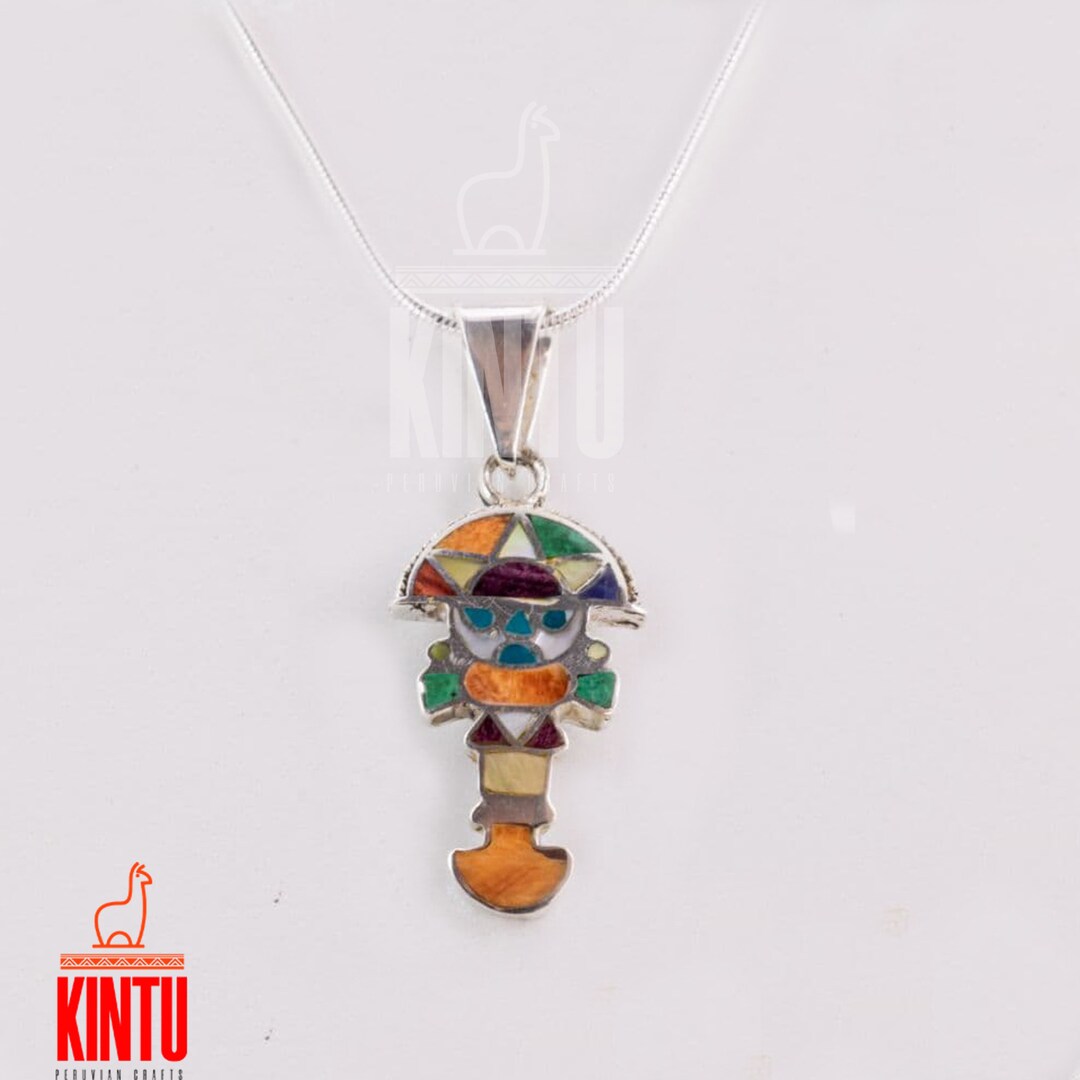 950 Silver Tumi Pendant Representing Medicine God With Natural Stones ...