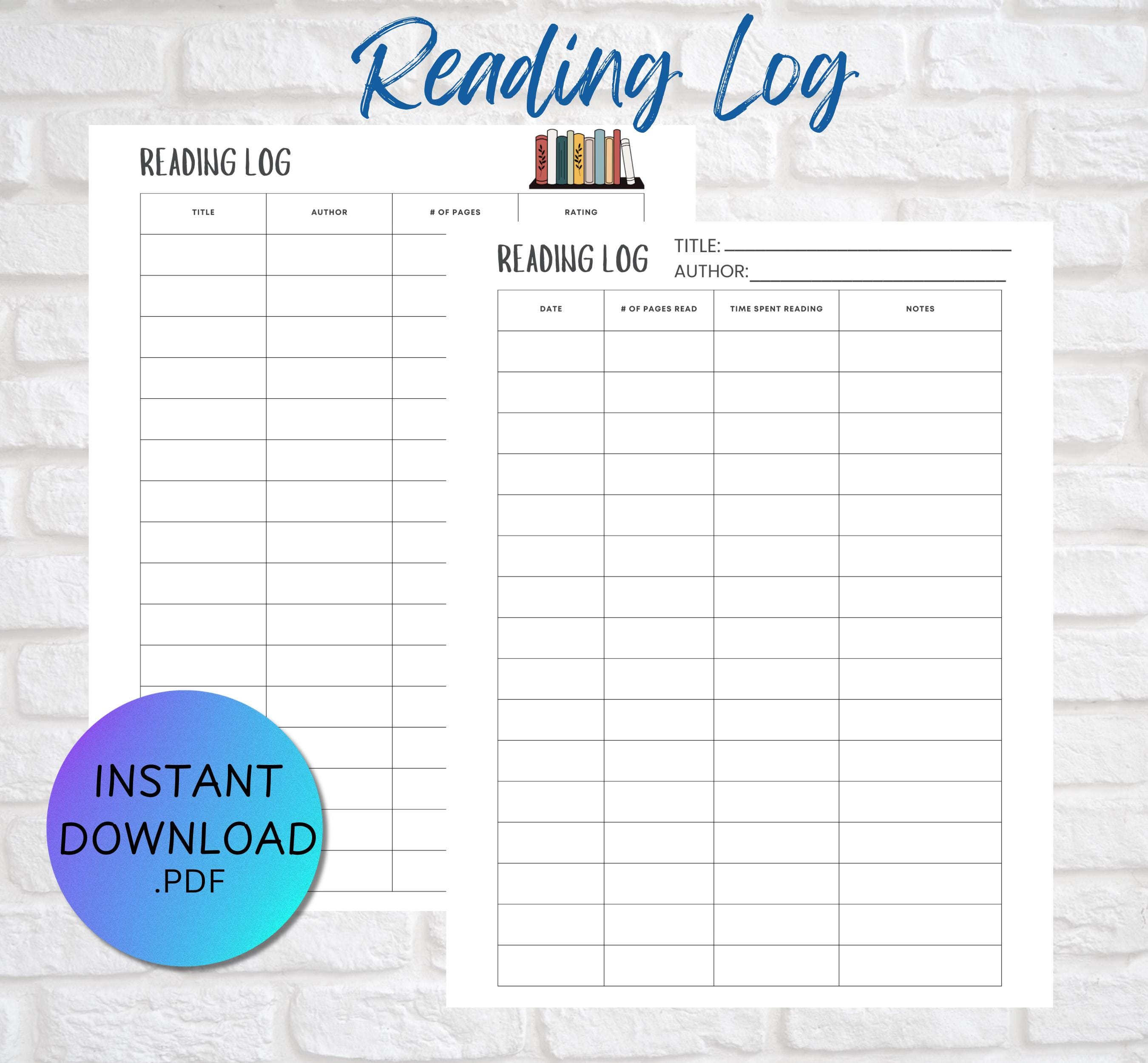 Reading Log | Printable Reading Log | Track Your Books | Book Tracker ...