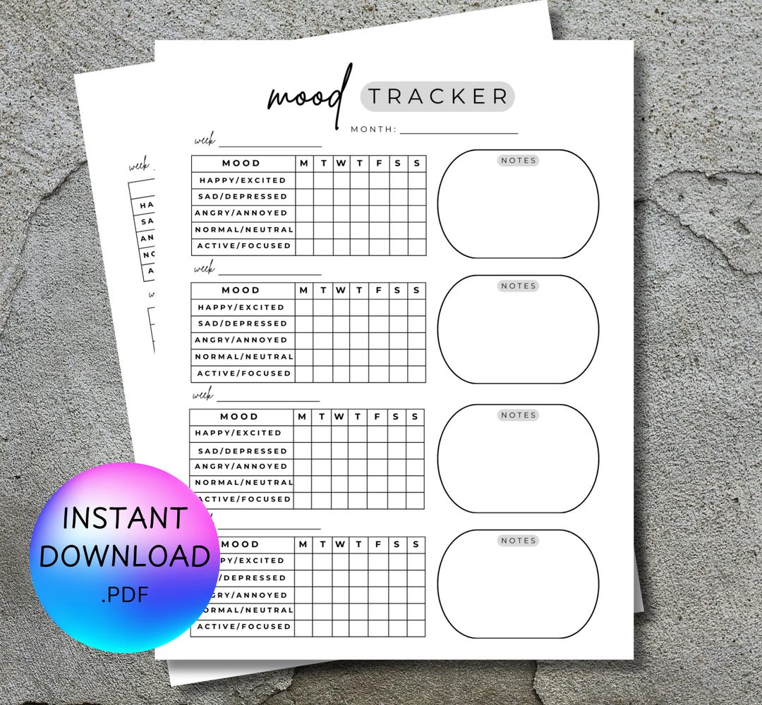 Mood Tracker | Daily Mood Tracker | Bullet Sheet | Journal Sheet ...