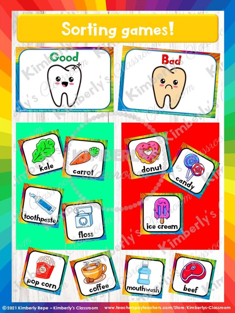Dental Health & Hygiene Activities - Healthy Vs. Unhealthy for Teeth ...