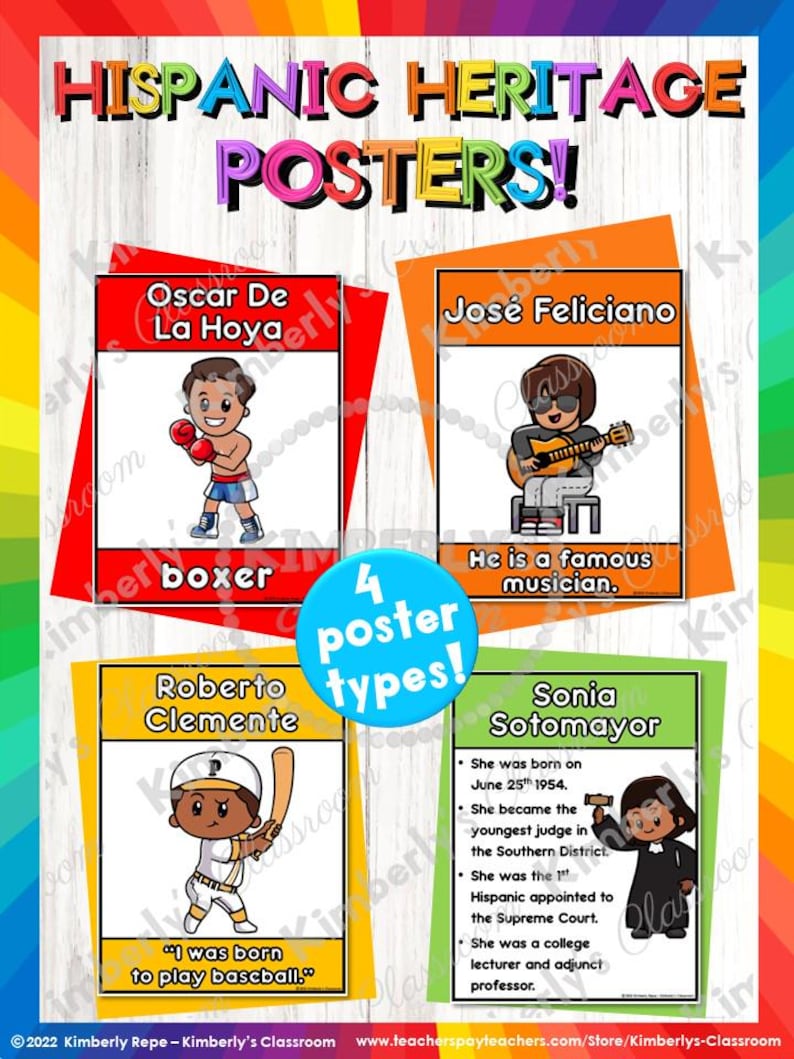 Hispanic Heritage Month Historical Figures Posters to Decorate Bulletin ...