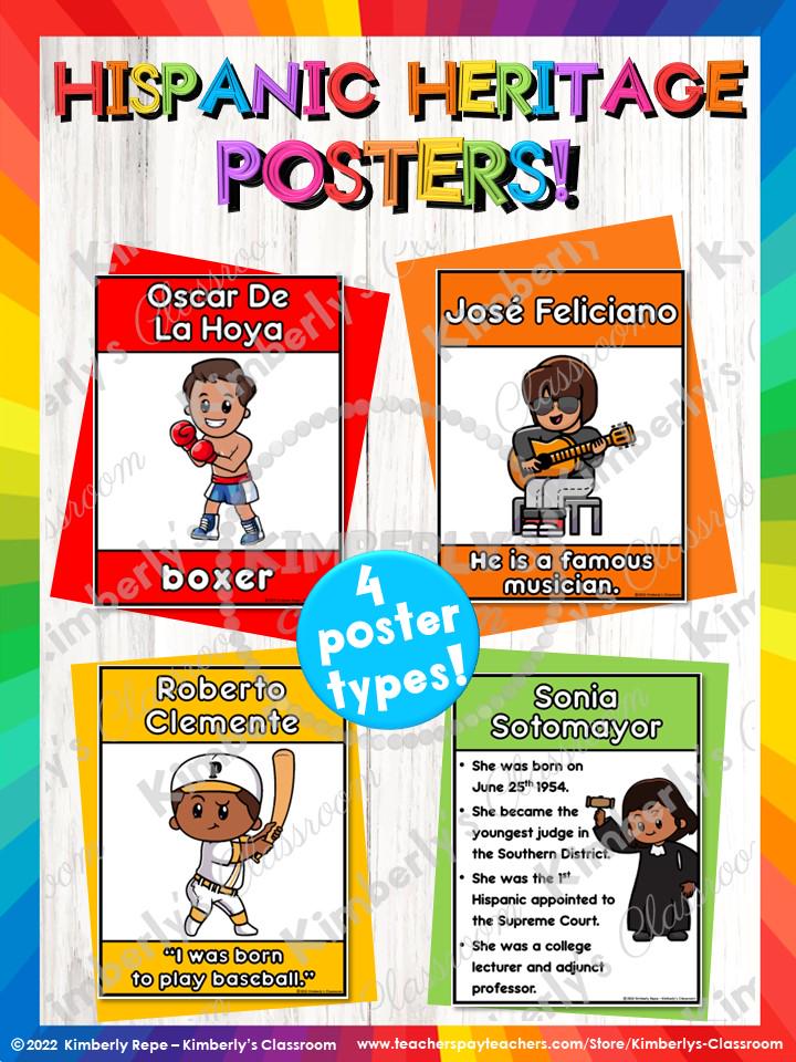 Hispanic Heritage Month Historical Figures Posters to Decorate Bulletin ...