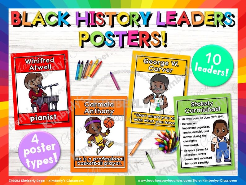 Black History Month Leaders Posters and Coloring Pages With Facts and ...