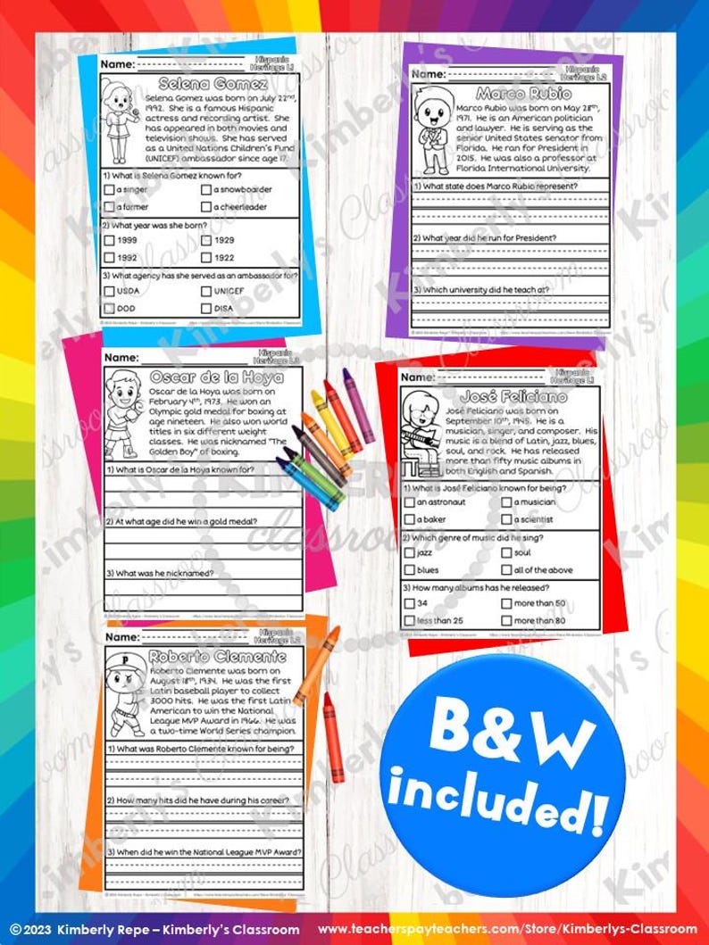 Hispanic Heritage Reading Comprehension Social Studies & Literacy ...