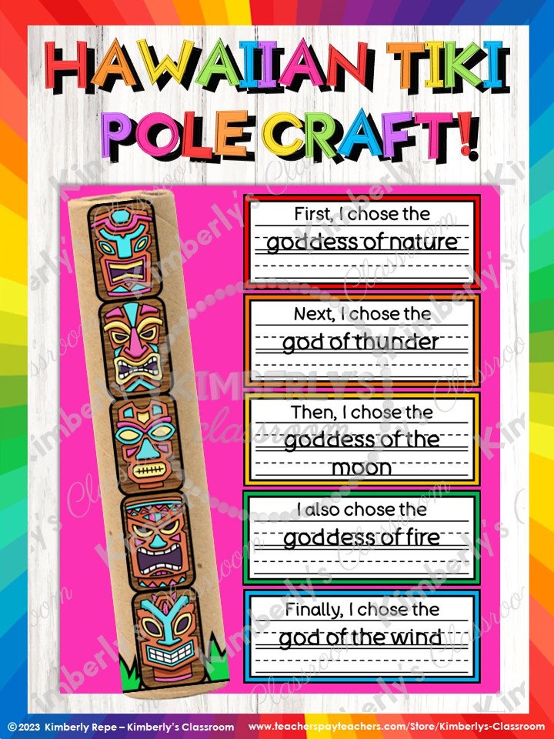 Hawaiian Tiki Pole Writing Crafts for Asian American & Pacific Islander ...
