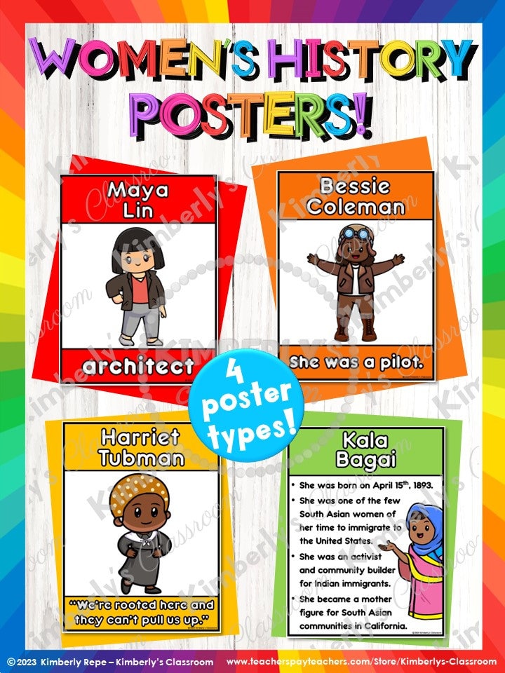 Women's History Diversity Posters With Names, Facts & Quotes for ...