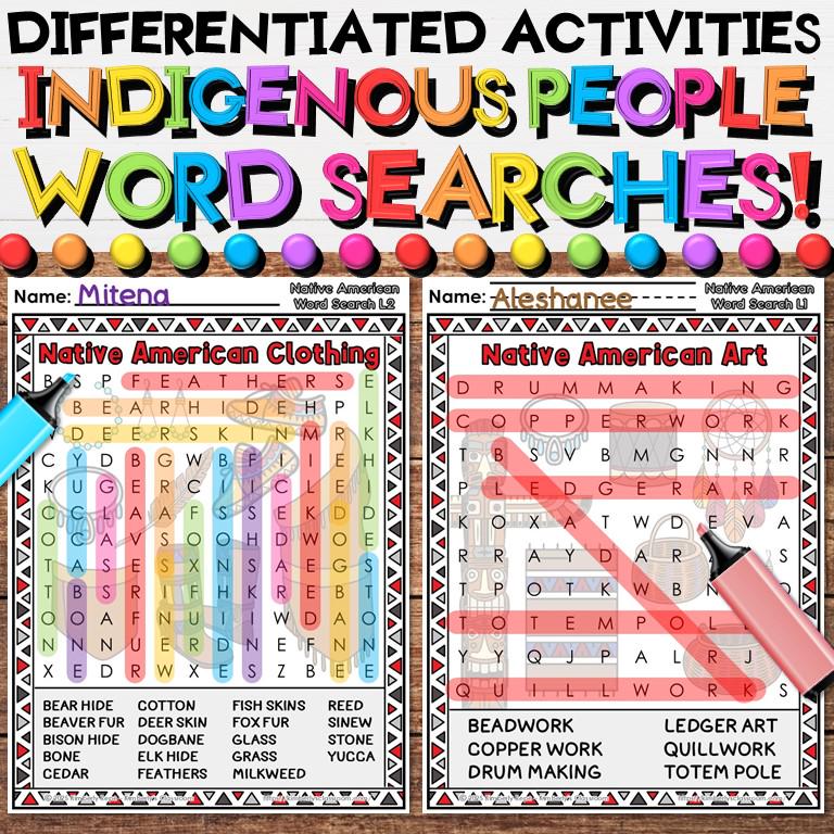 Indigenous People Word Search - Native American Heritage & First ...