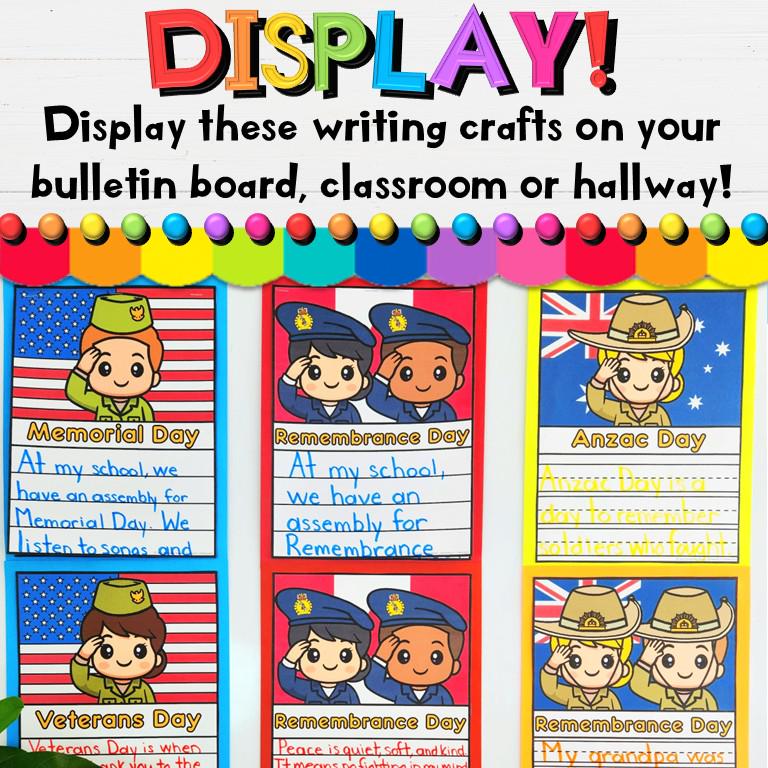 Veterans Day, Anzac Day, Remembrance Day | Crafts & Writing Activities ...