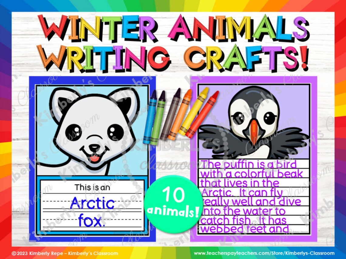 Arctic and Winter Animals Writing and Coloring Crafts With ...