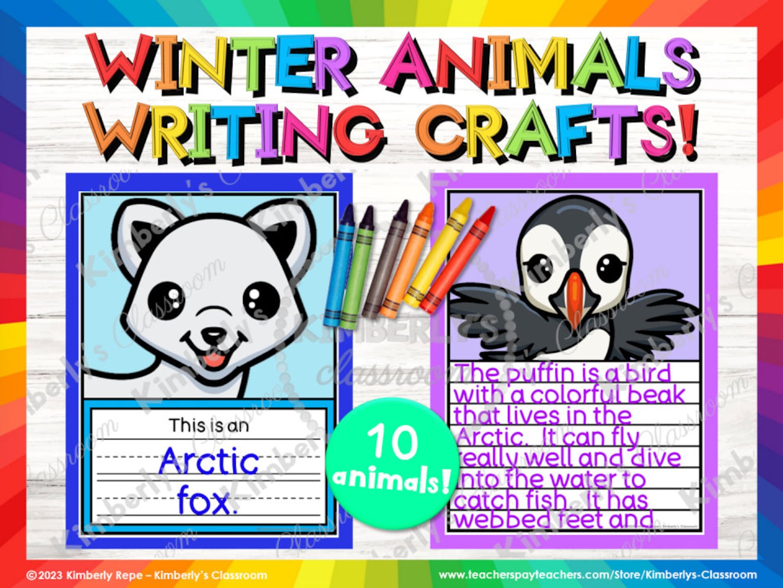 Arctic and Winter Animals Writing and Coloring Crafts With ...