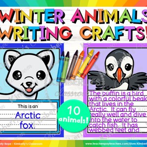 Arctic and Winter Animals Writing and Coloring Crafts With ...