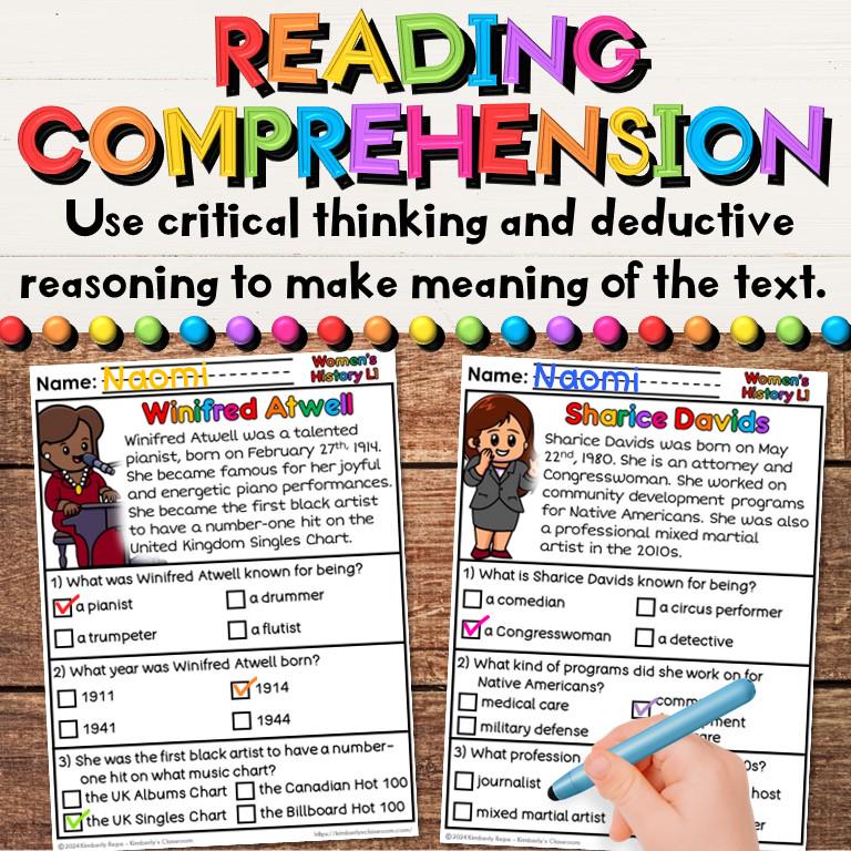 Women's History Reading Comprehension Differentiated Worksheet ...