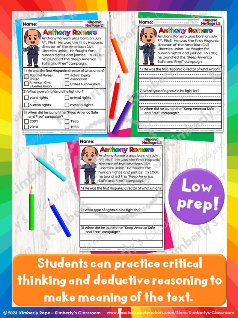 Hispanic Heritage Reading Comprehension Social Studies & Literacy ...