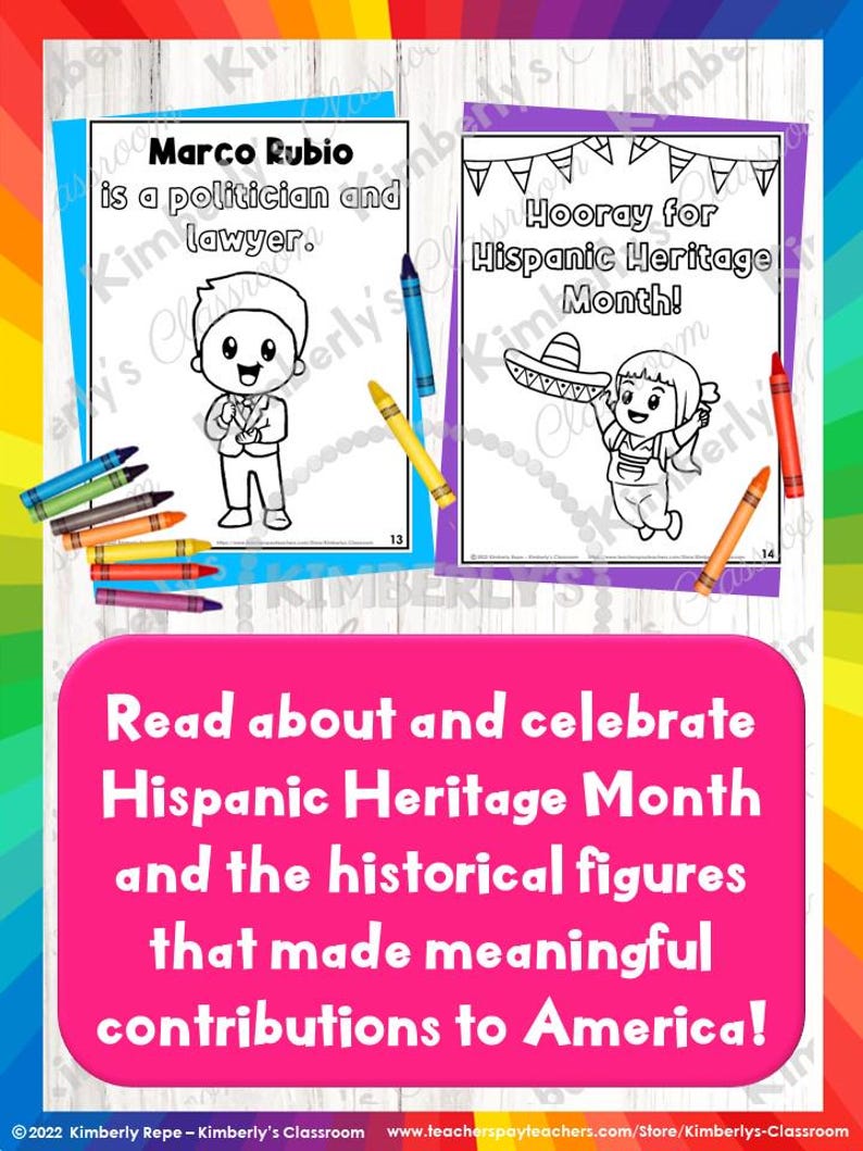 Hispanic Heritage Month Historical Figures Reading and Coloring Page ...
