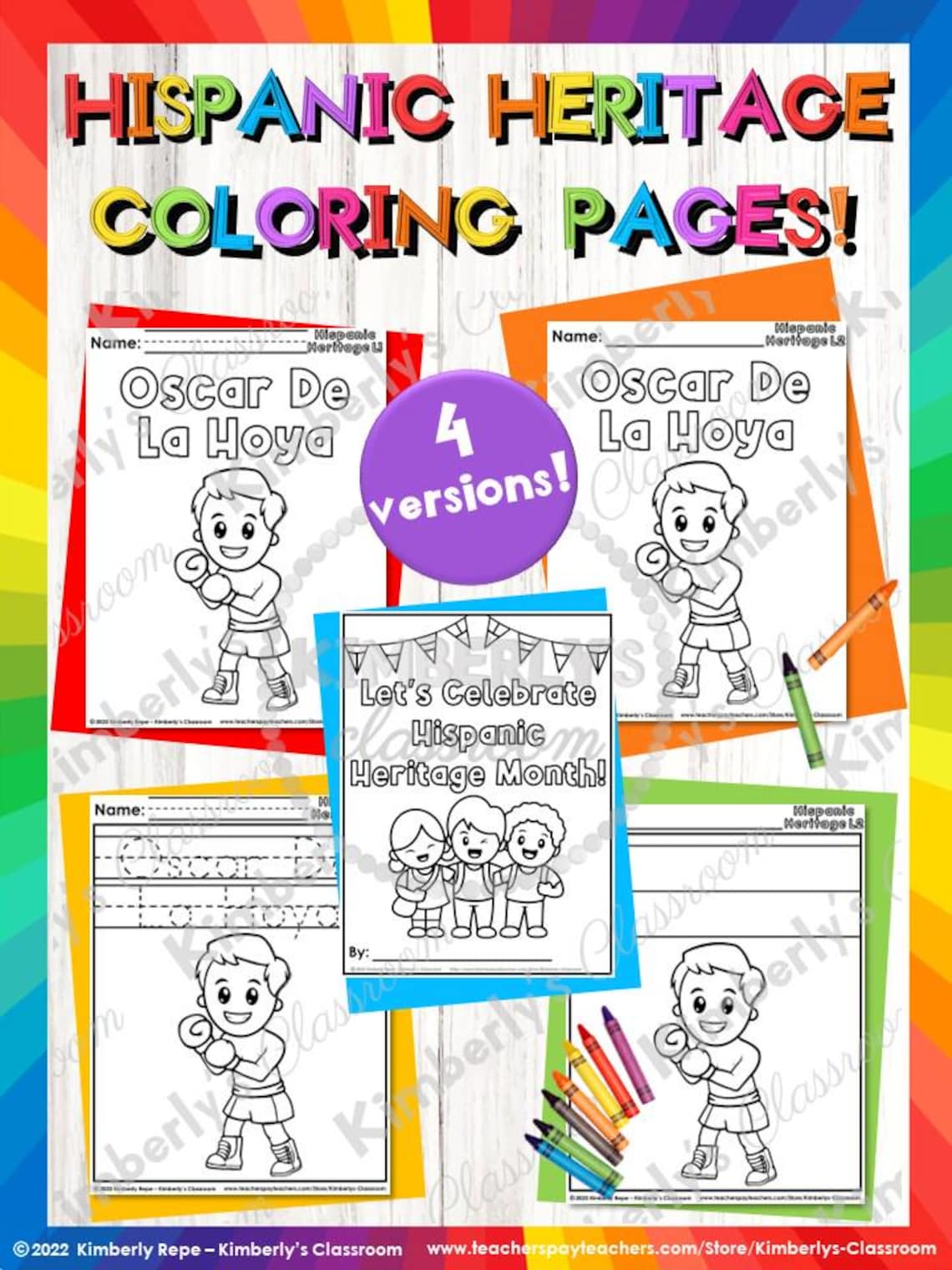 Hispanic Heritage Coloring Pages & Writing Activities About Historical ...