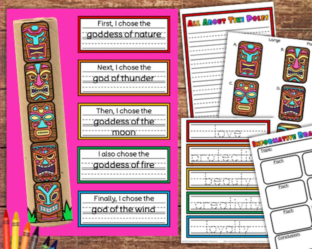 Hawaiian Tiki Pole Writing Crafts for Asian American & Pacific Islander ...