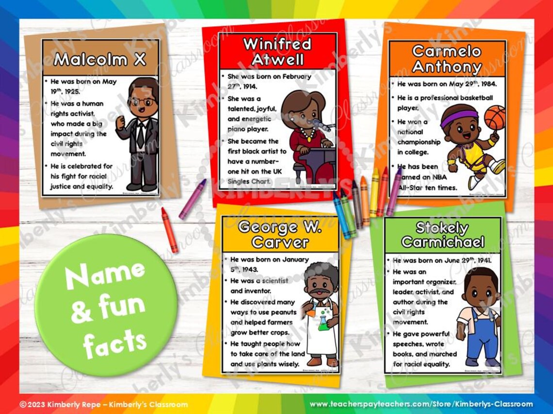 Black History Month Leaders Posters and Coloring Pages With Facts and ...