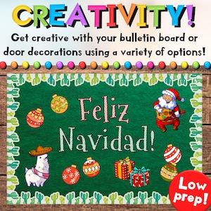 Feliz Navidad Bulletin Board & Door Decorations for Classrooms (with ...