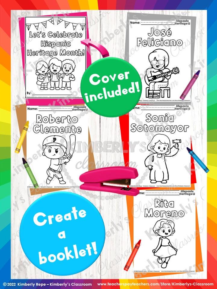 Hispanic Heritage Coloring Pages & Writing Activities About Historical ...