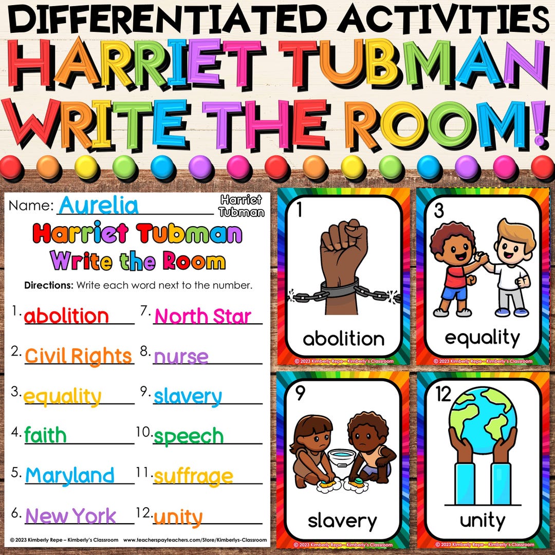 Harriet Tubman Write the Room Vocabulary Activities for Black History ...