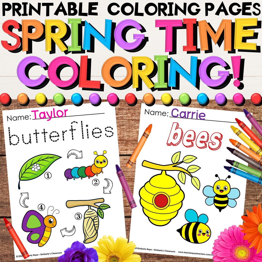 Spring Coloring Vocabulary Sheets With Tracing, Writing, Drawing ...