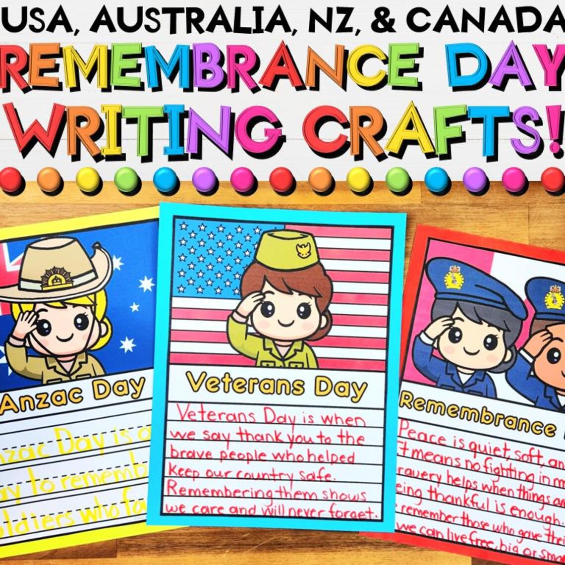 Veterans Day, Anzac Day, Remembrance Day | Crafts & Writing Activities ...